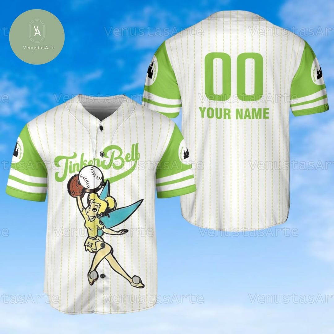 Personalized Tinker Bell Baseball Jersey, Custom Tinker Bell Basketball ...