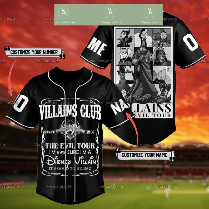 Halloween Disney Villains Jersey, Custom Villains Baseball Team ...