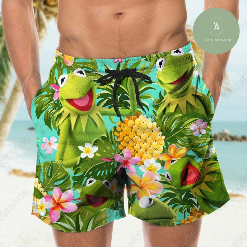 Muppet Hawaiian Shirt, Kermit the Frog Hawaiian Shirt, Muppet Button ...