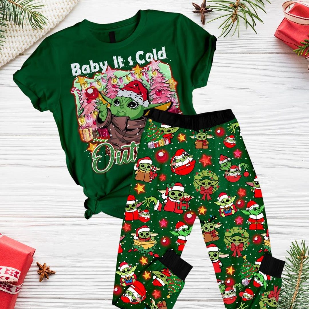 Baby Yoda Santa Pajamas Set, Baby Yoda Pajamas Christmas, Star Wars ...