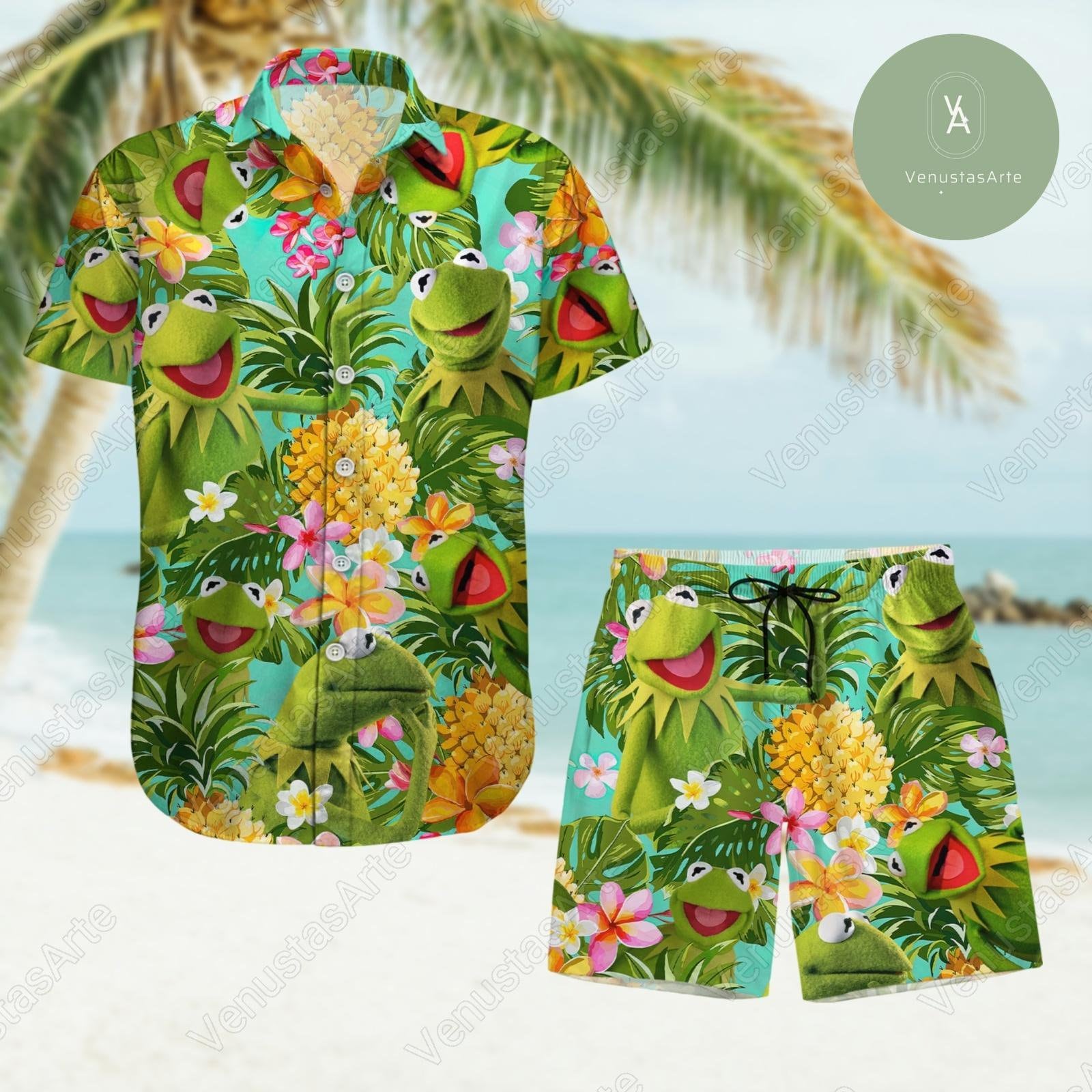 Muppet Hawaiian Shirt, Kermit the Frog Hawaiian Shirt, Muppet Button ...