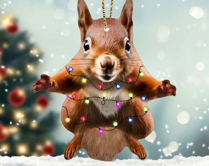 Squirrel Christmas Ornament, 3D Inspired Ceramic Ornament, Cute Santa ...