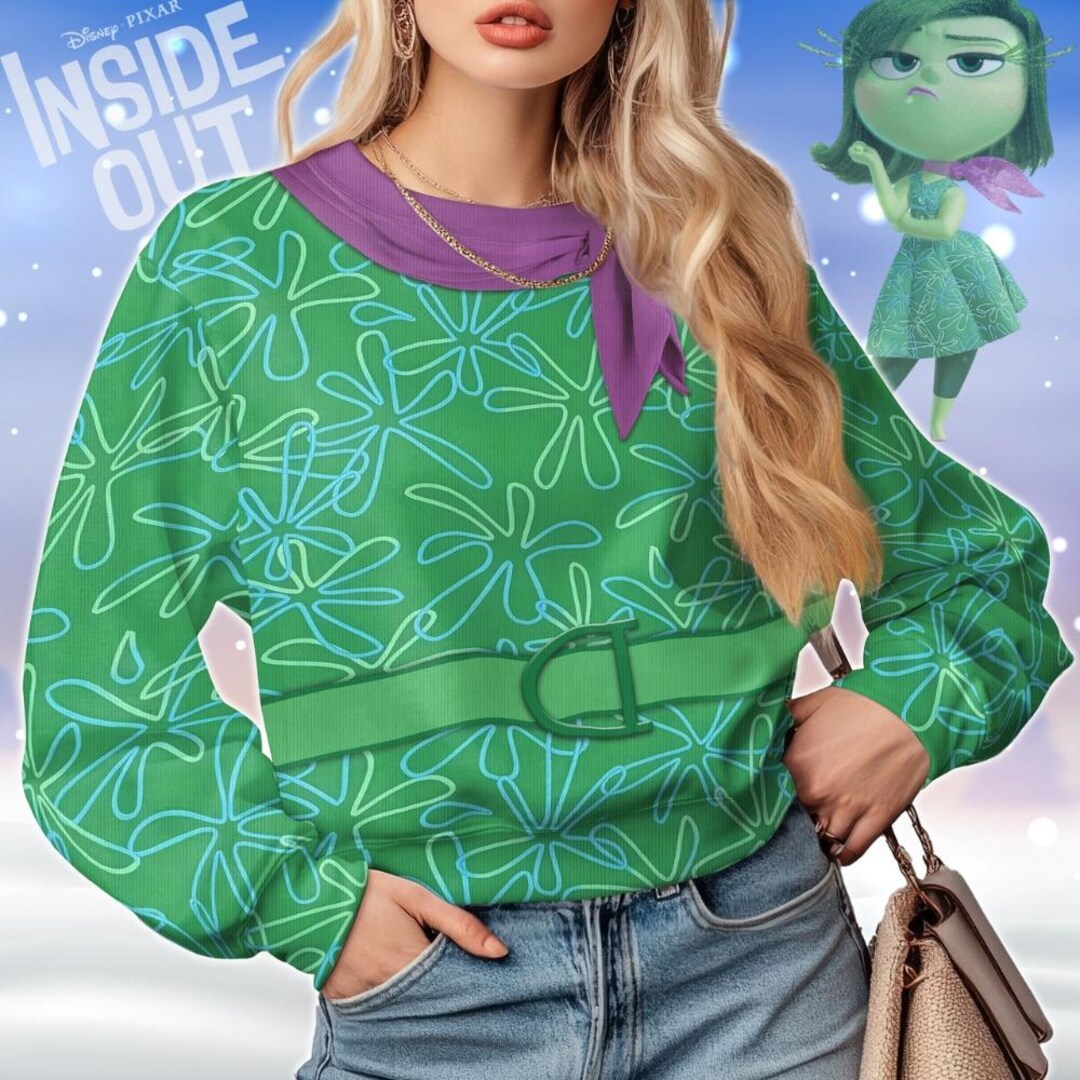 Inside Out Disgust Cosplay Ugly Sweater, Disney Disgust Holiday Sweater ...
