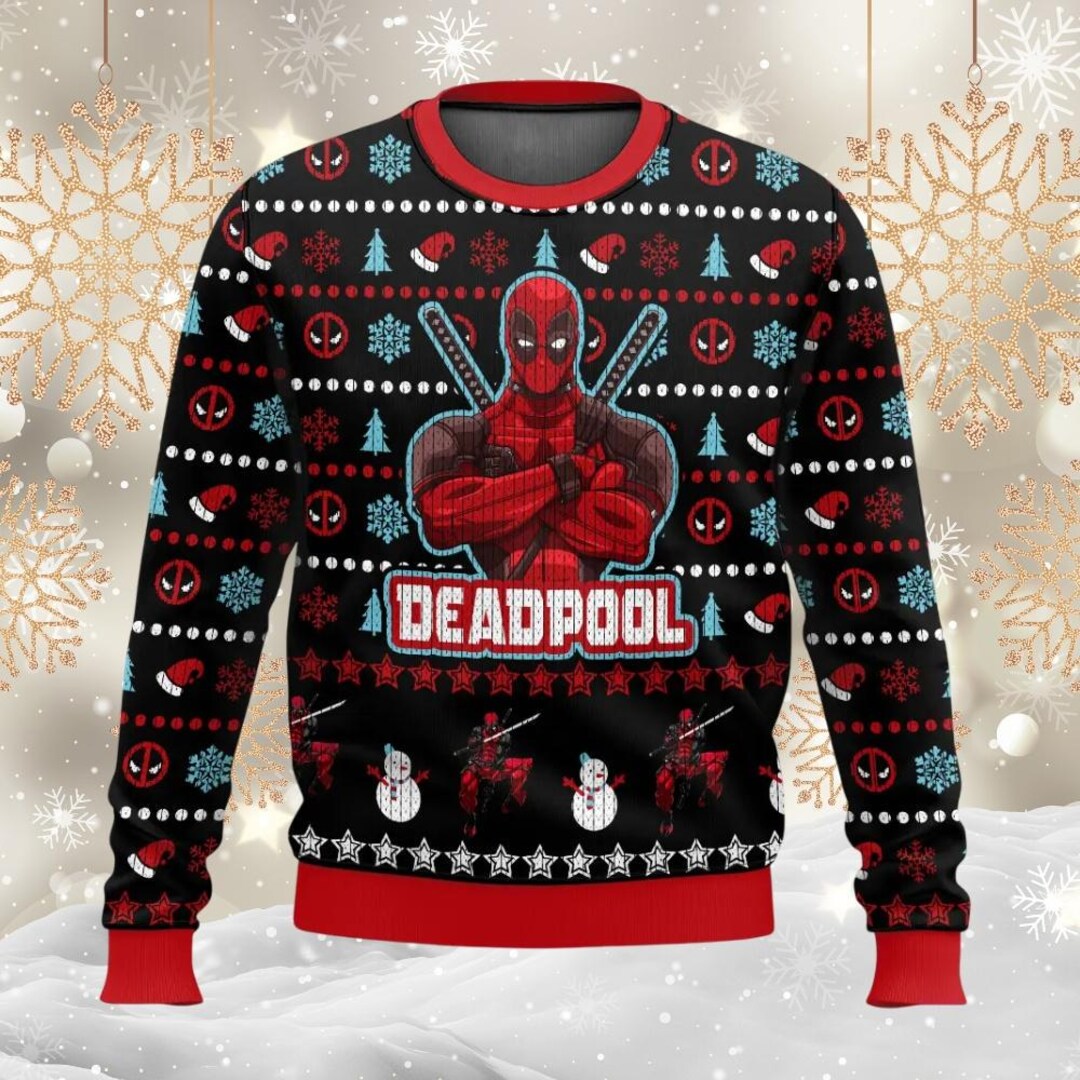 Christmas Deadpool Ugly Sweater, Funny Superhero Christmas Sweater ...