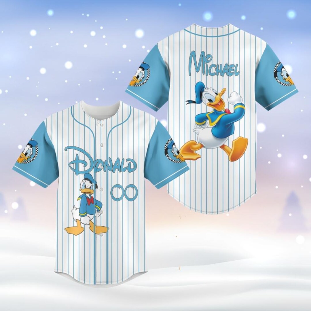 Custom Donald Duck Baseball Jersey, Donald Jersey Shirt, Cute Disney ...
