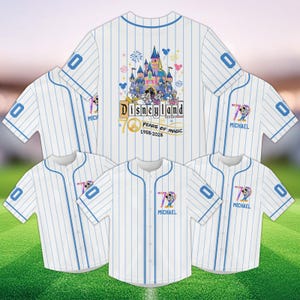 Custom Disneyland 70th Anniversary Baseball Jersey, Mickey Mouse ...