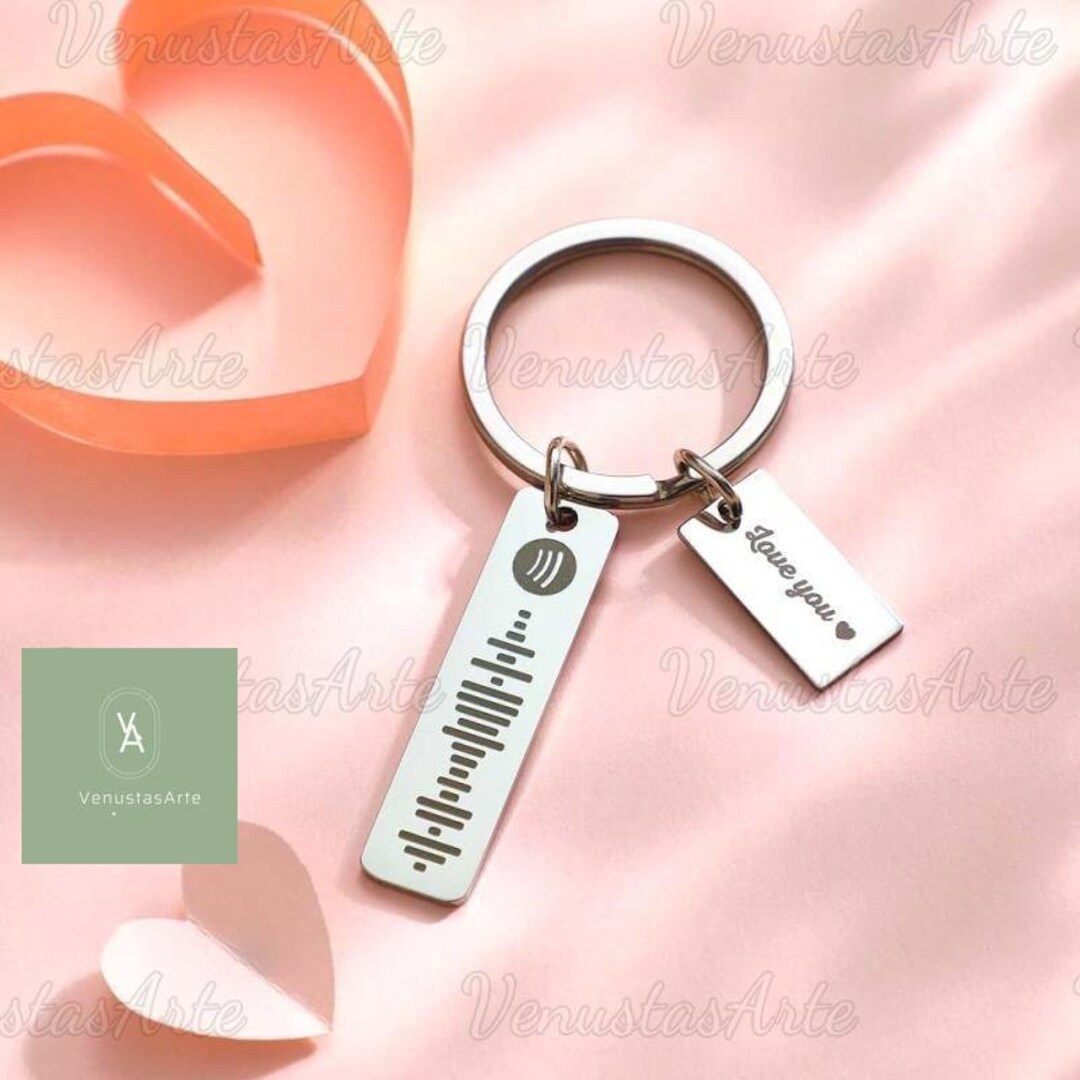 Personalized Music Song Stainless Steel Keychain, Engraved Music Song ...