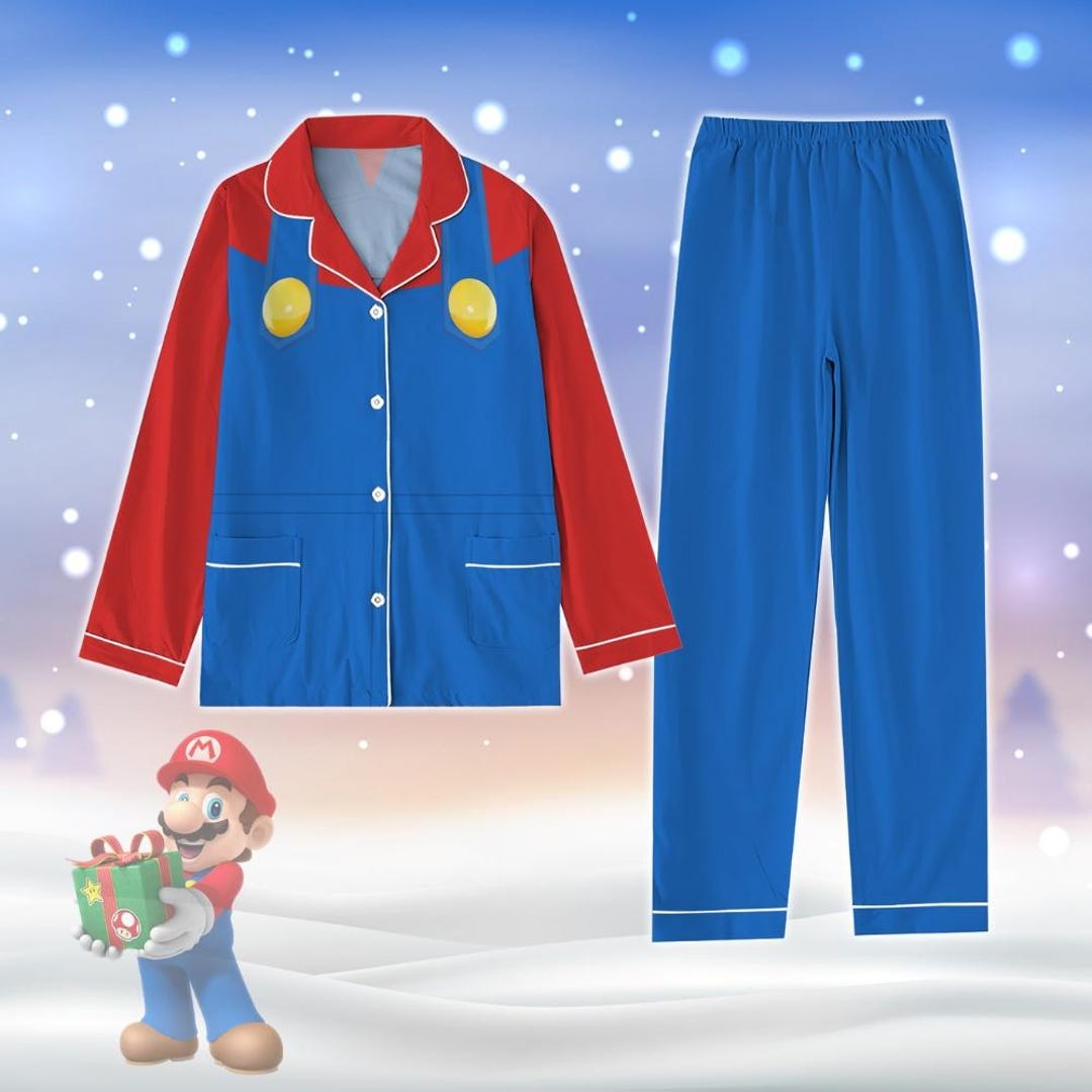 Super Mario Cosplay Pajamas Set, Mario Pajamas for Party, Mario Holiday ...
