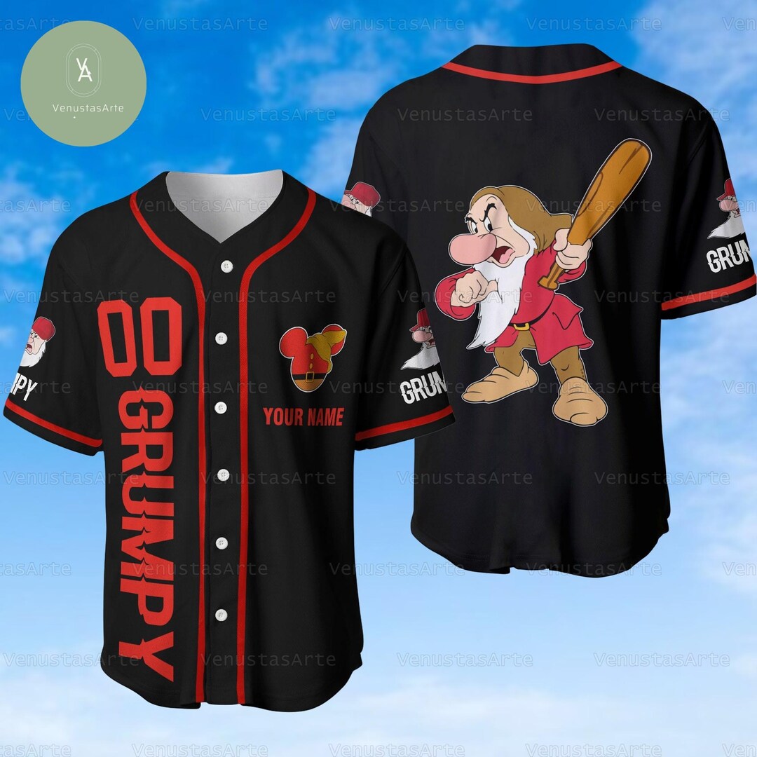 Custom Grumpy Baseball Jersey, Grumpy Jersey Team, Cartoon Baseball ...