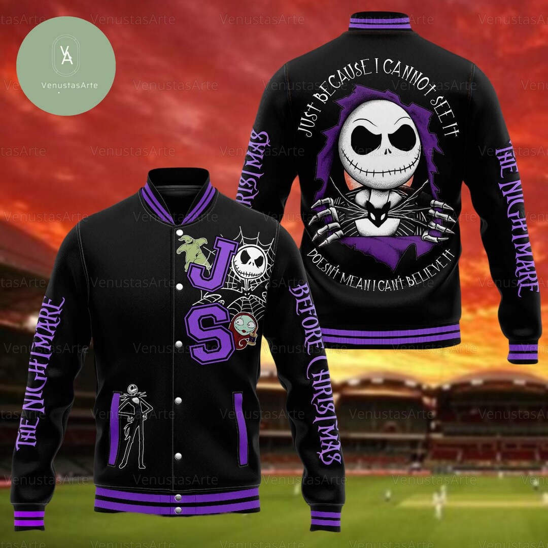 Halloween Jack Skellington Baseball Jacket, Nightmare Before Christmas ...
