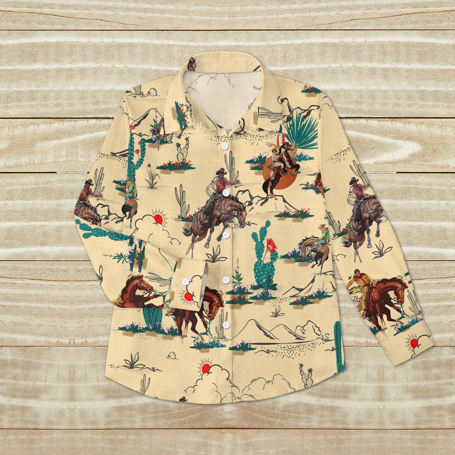 Horse Cowboy Blouse Shirt, Horse Cowboy Blouse Blouse, Horse Cowboy ...