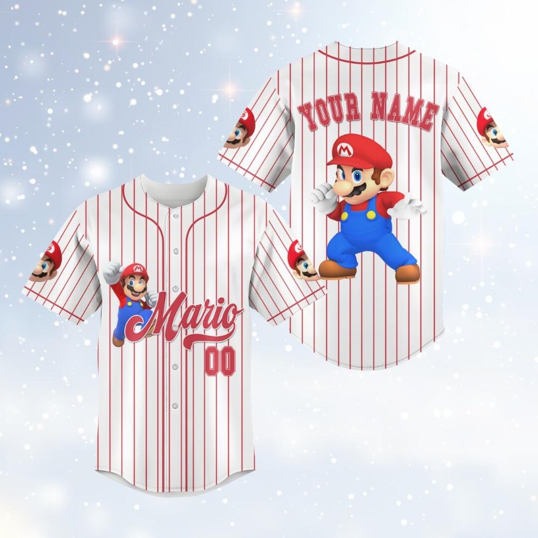 Personalized Super Mario Baseball Jersey, Mario Bros Jersey Shirt ...