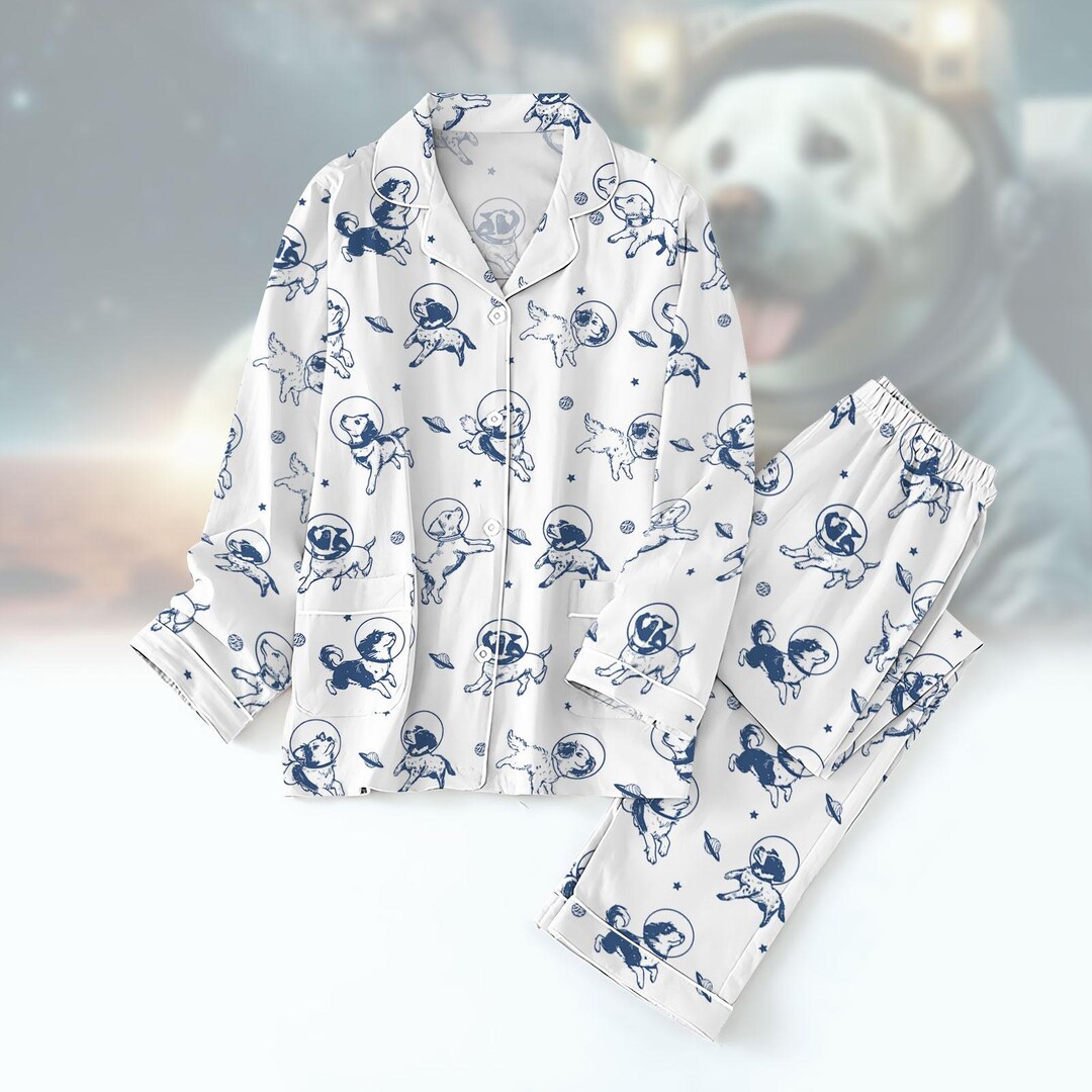 Dogs in Space Pajamas Set, Funny Dog Pajamas, Galaxy Space Dogs Pajamas ...