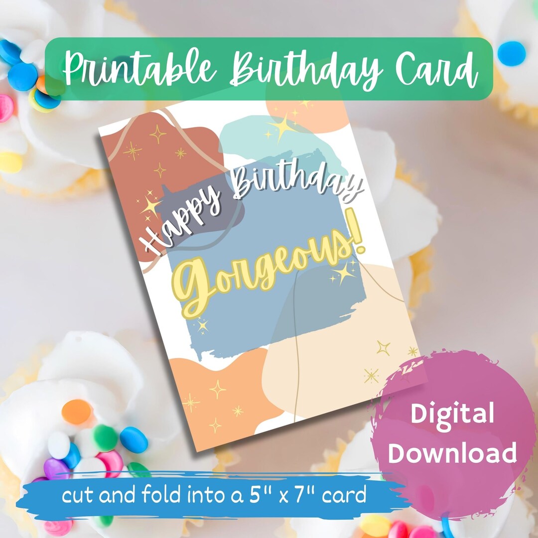 Printable Pastel Colored Birthday Card - Etsy