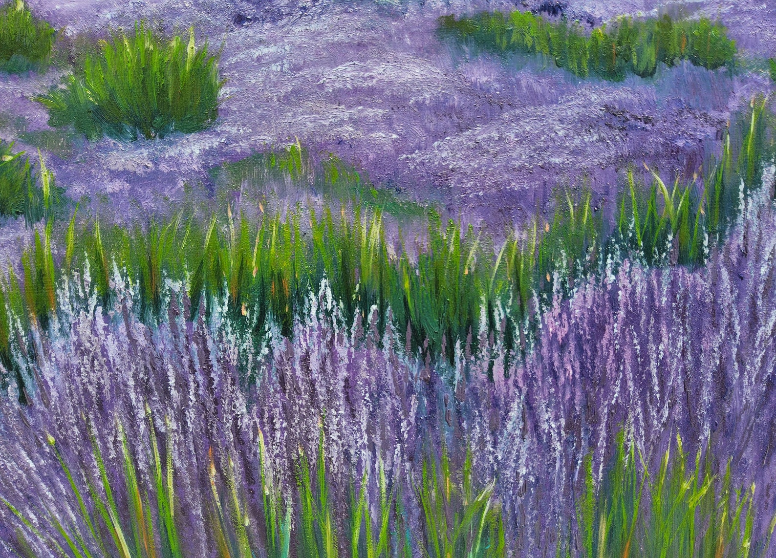 French Lavender Painting Landscape Original Art Mountains Wall Art ...