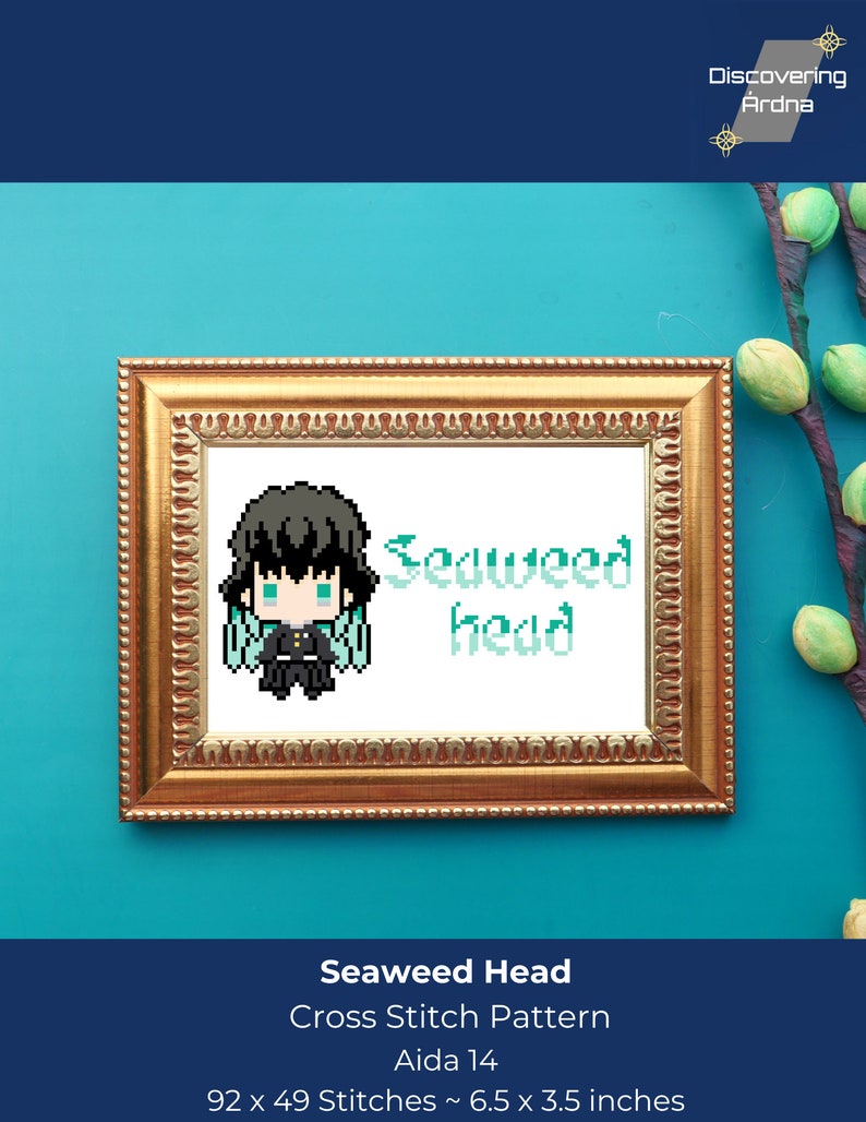 Seaweed Head Cross Stitch Pattern - Etsy