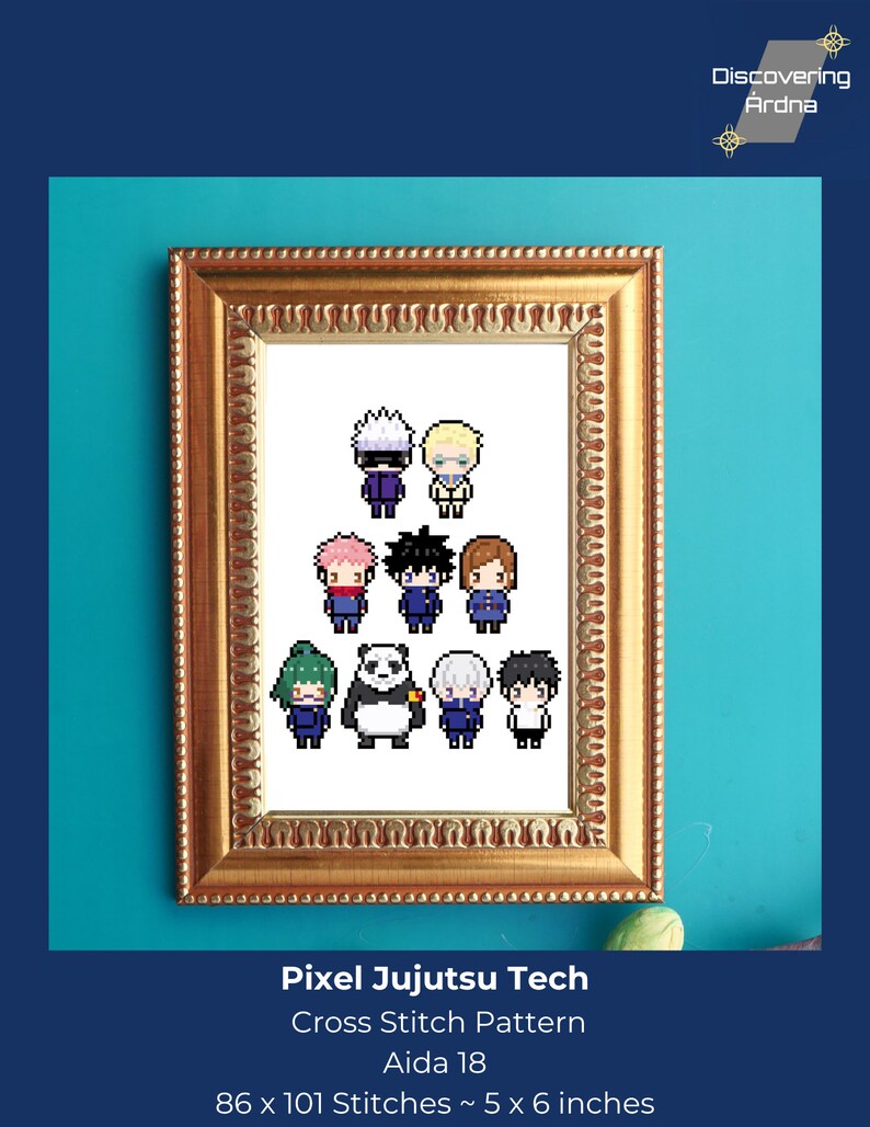 Pixel Jujutsu Tech Cross Stitch Pattern - Etsy