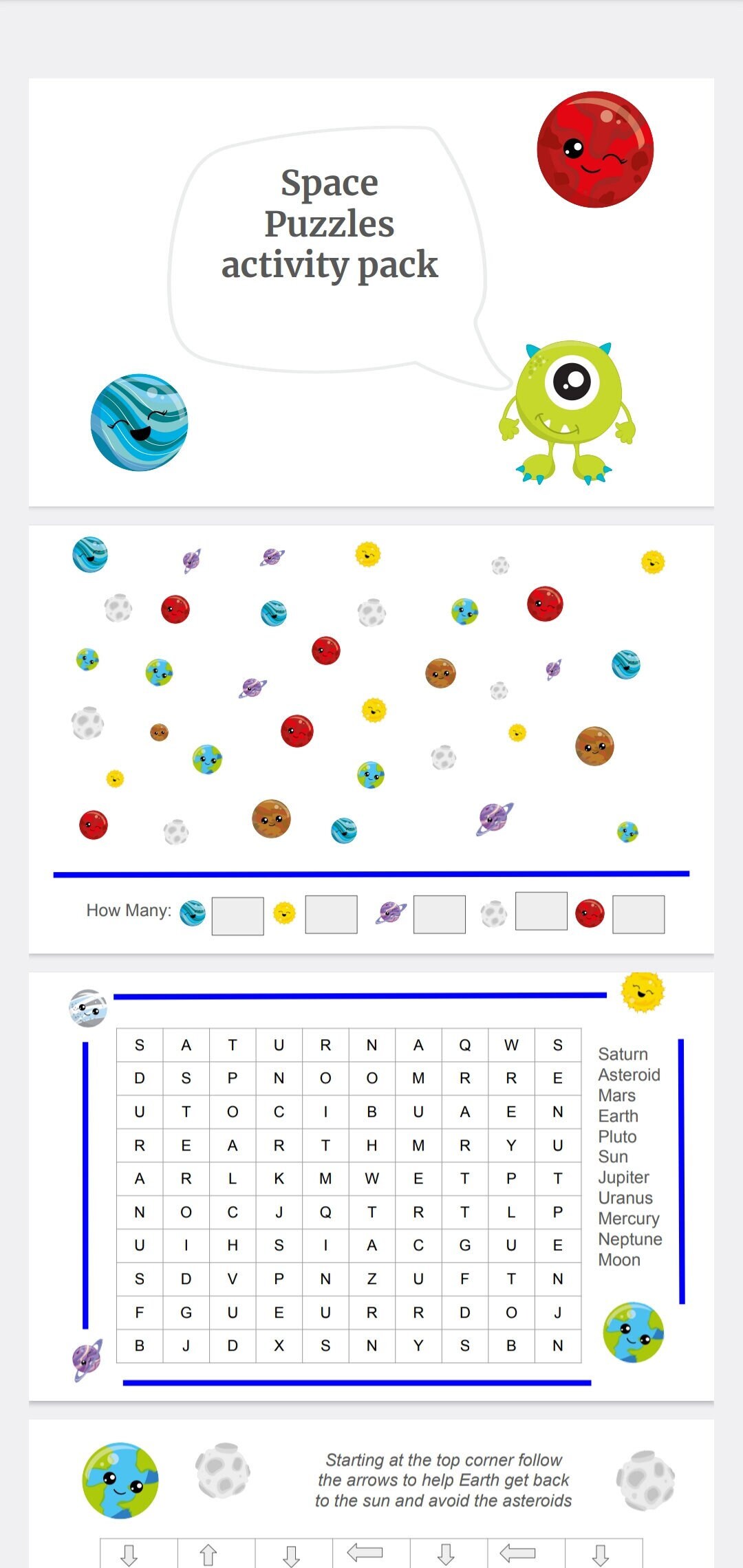 Space Themed Activity Pack - Etsy