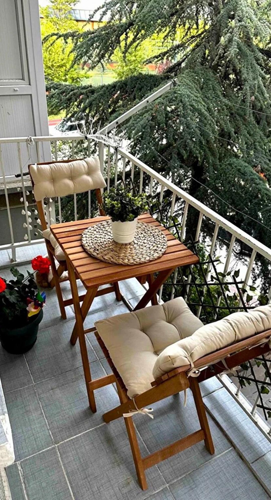 Foldable and Portable Balcony Table and Chairs and Cushions ...