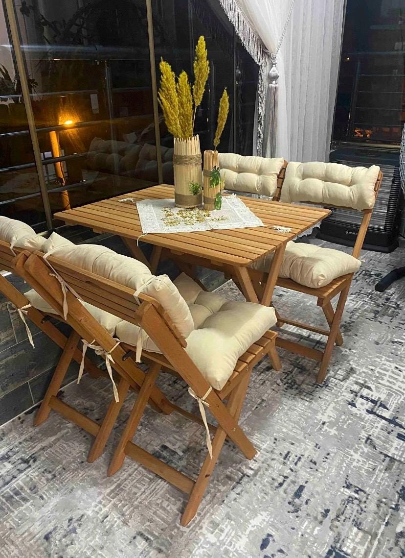Multifunctional Dining Table and Chair Set, Foldable Balcony Table and ...