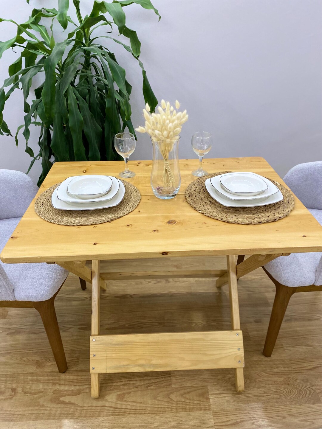 Solid Wood Folding Coffee Table, Foldable and Portable Dining Table ...