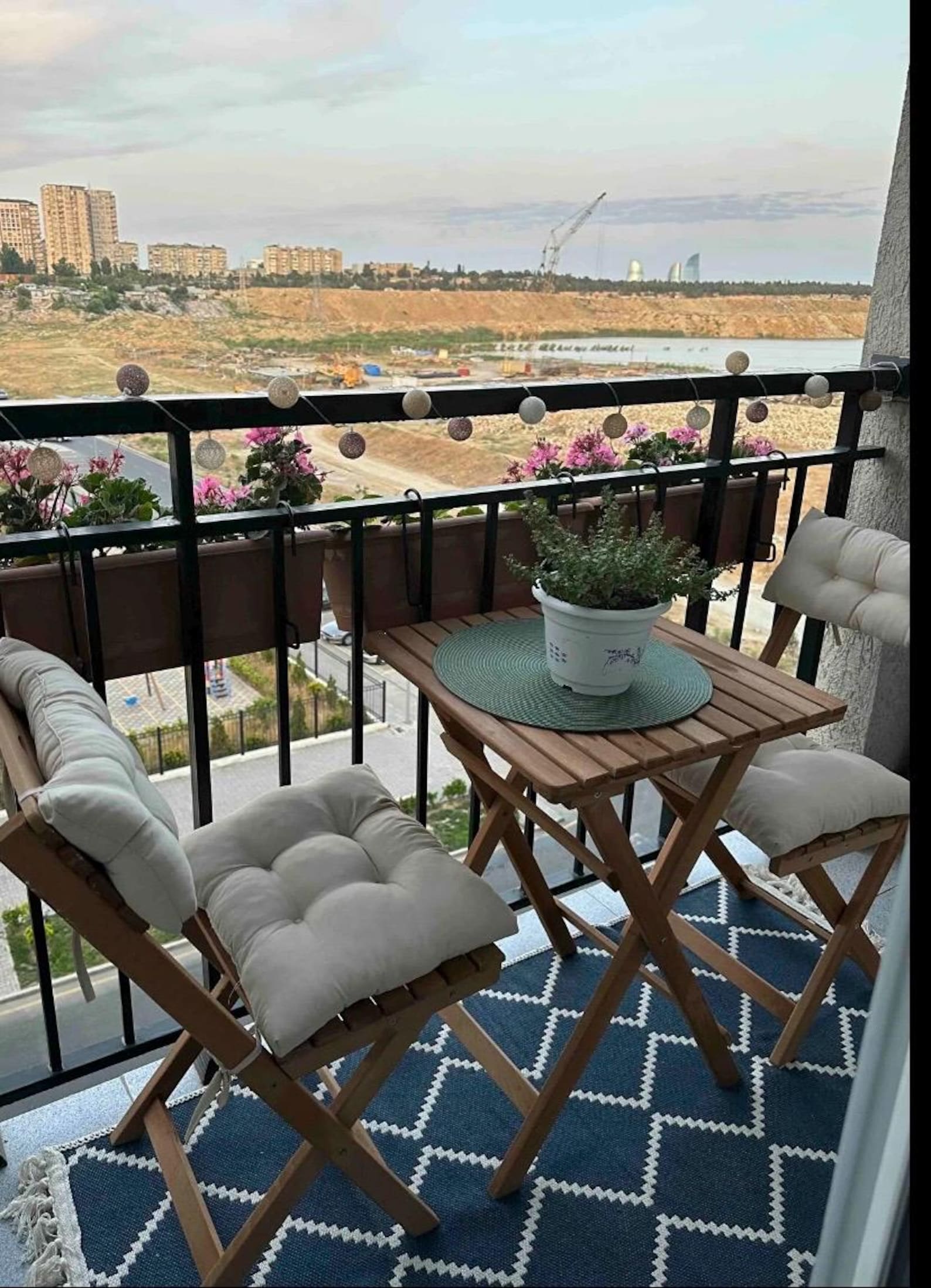 Foldable and Portable Balcony Table and Chairs and Cushions ...