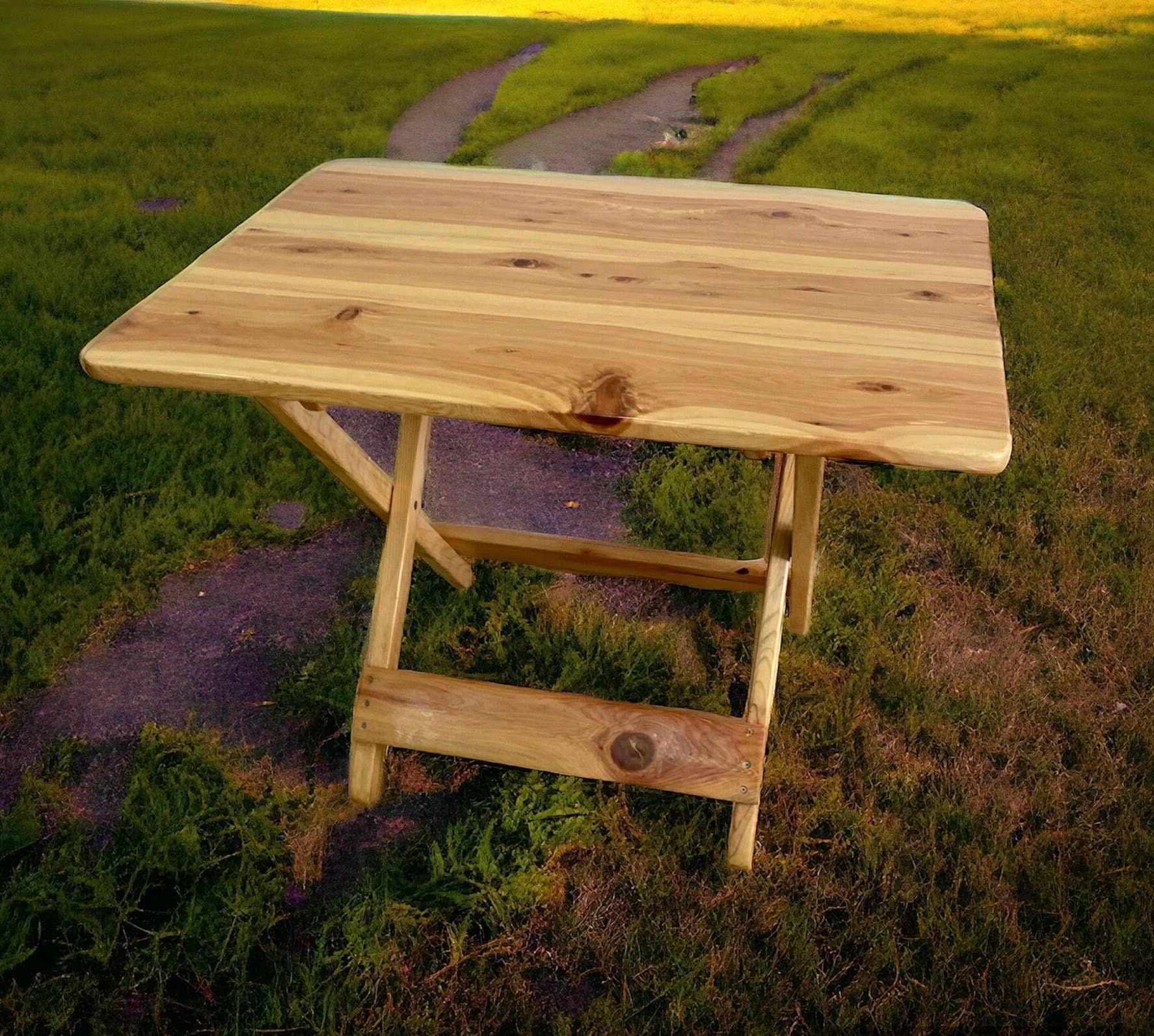 Multifunctional and Portable Wooden Table, Foldable Table for Picnic ...