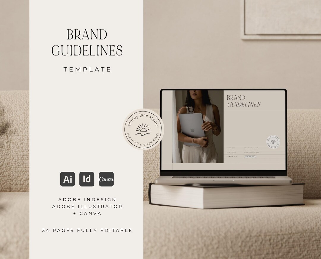 Brand Guidelines Template (INDESIGN + ILLUSTRATOR + CANVA) - Etsy