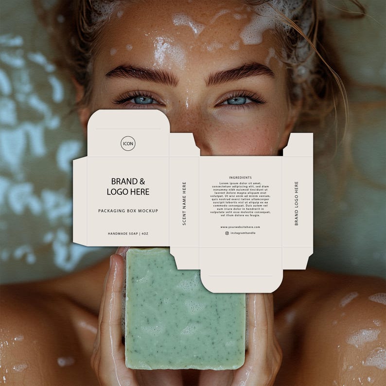 Flat Soap Packaging Box Mockup | PSD + AI Template With Smart Layers ...