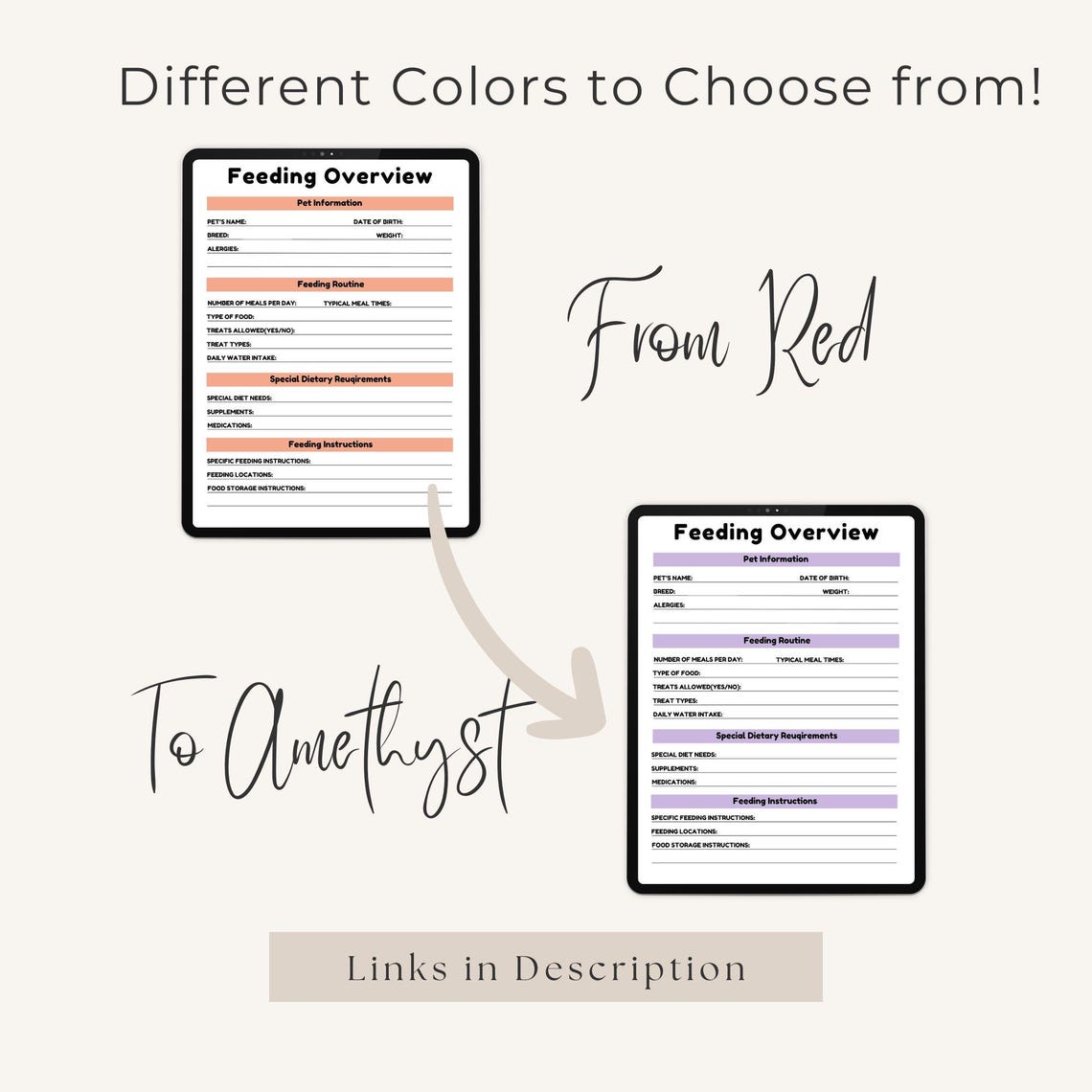 Green Pet Feeding Journal - Detailed Meal Planner for Pets, Track Daily ...