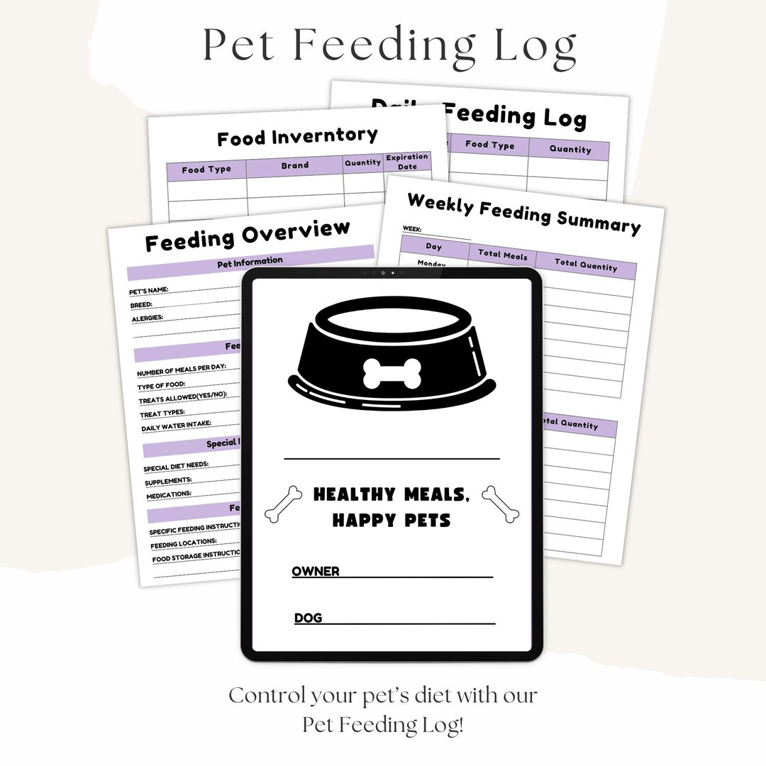 Pet Feeding Log and Planner - Amethyst Design | Track Meals and Dietary ...