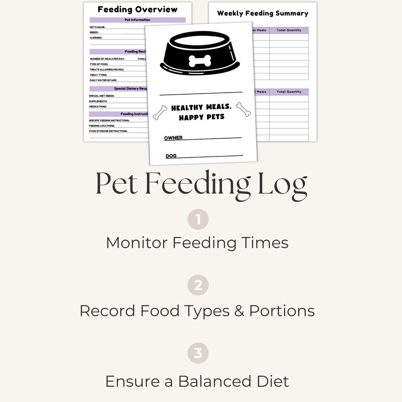 Pet Feeding Log and Planner - Amethyst Design | Track Meals and Dietary ...