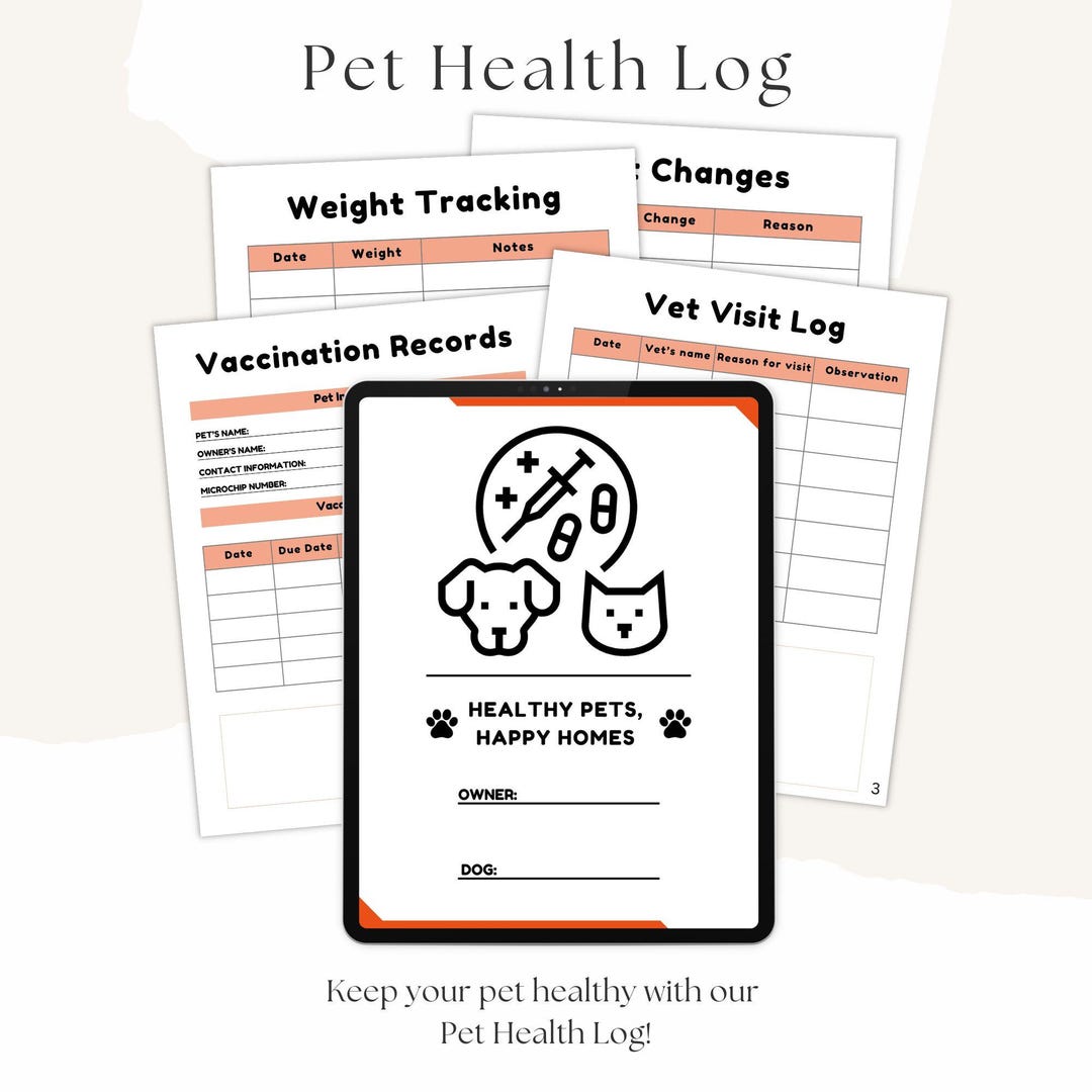 Red Pet Health Log - Track Medications, Weight & Vet Visits, Canva ...