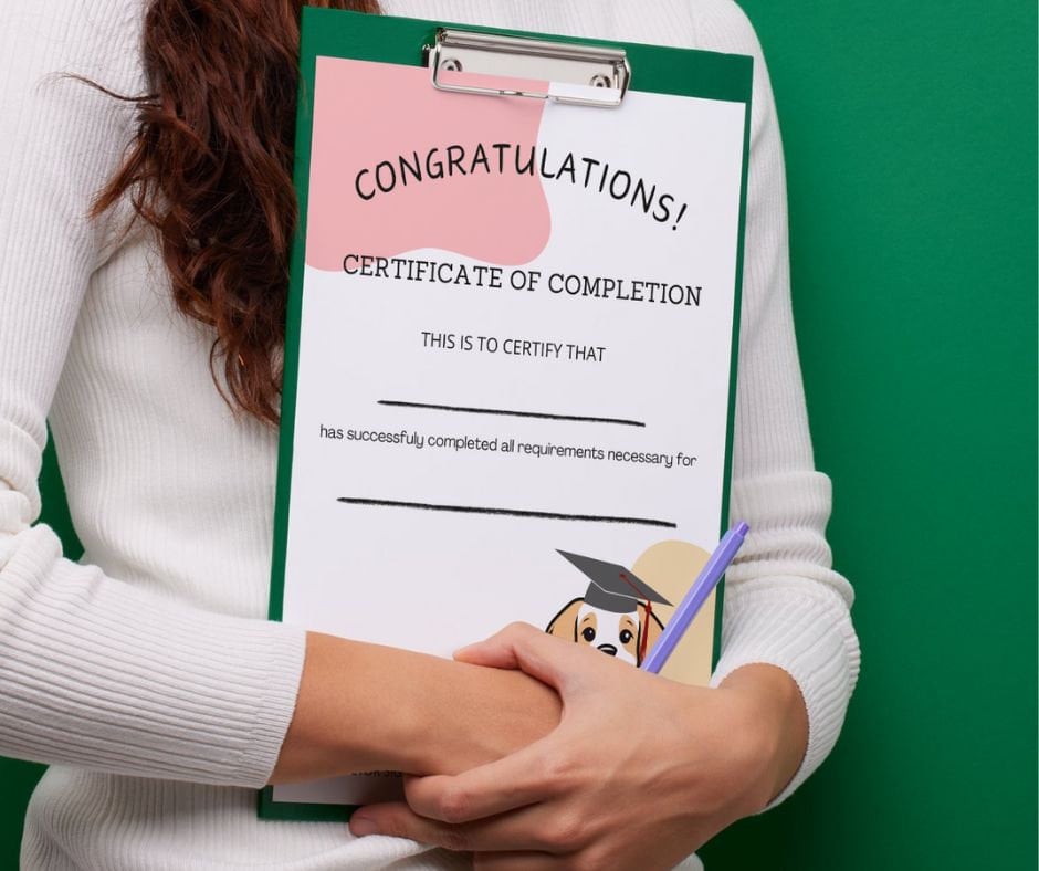 DOG DIPLOMA, Cute, Certificate of Completion, Dog School, Dog Training ...