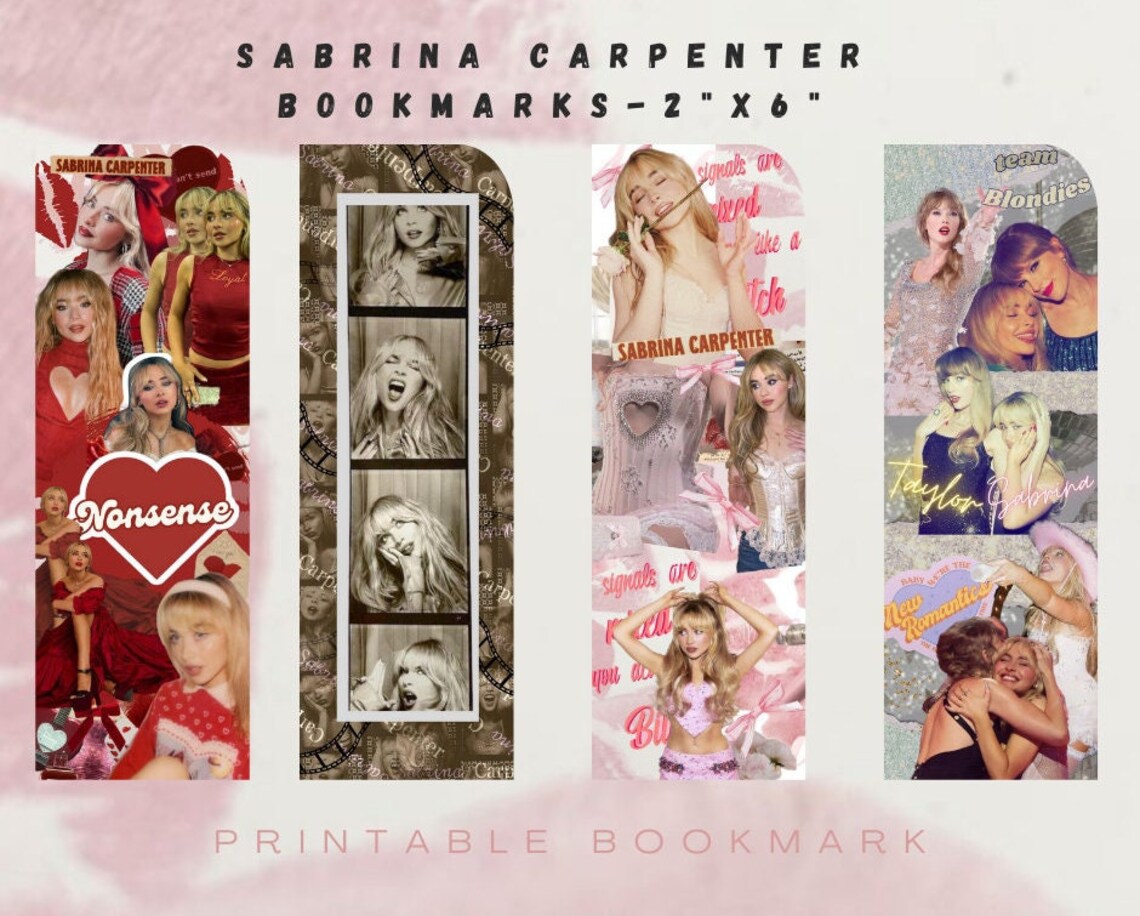 Sabrina Carpenter Digital Bookmarks Digital Printable Bookmarks Instant ...