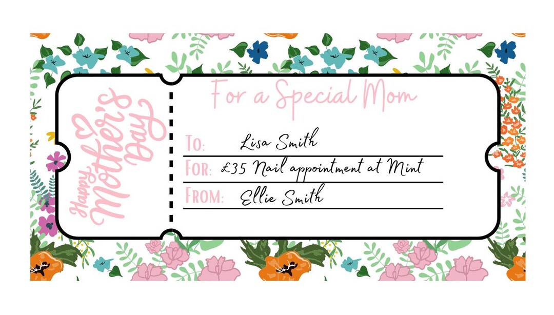 Editable Mother's Day Gift Card, Mother's Day Voucher, Mother's Day ...