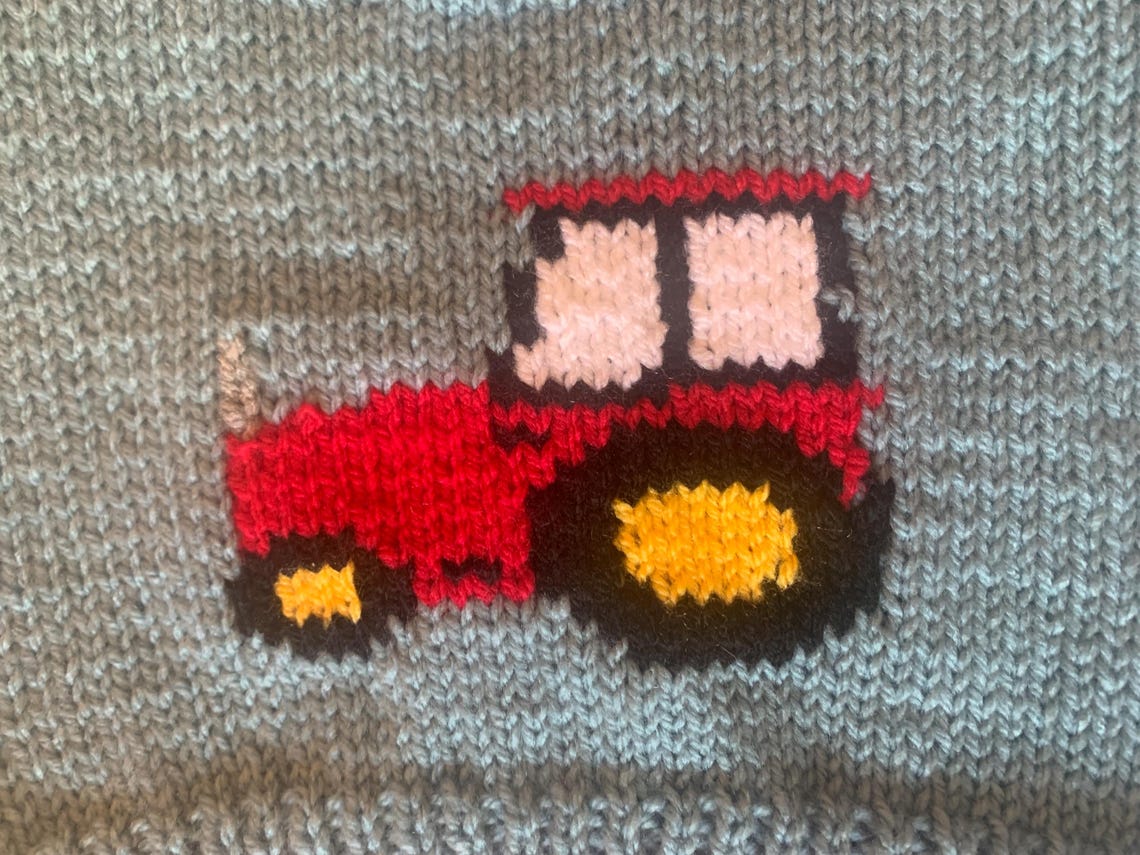 Little Red Tractor Hand Knitted Baby Jumper. Perfect Unique Baby Shower ...
