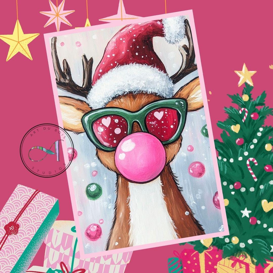DIY Paint Party Printable, Rudolph's Festive Glow, Instant Download ...