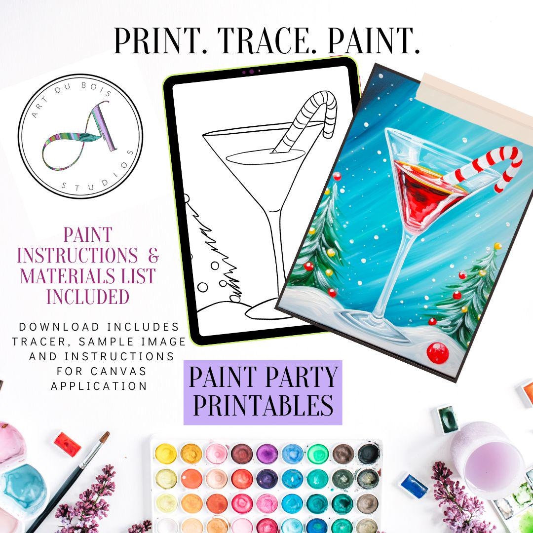 Christmas Martini Paint Party Printable: DIY Canvas Art (digital ...