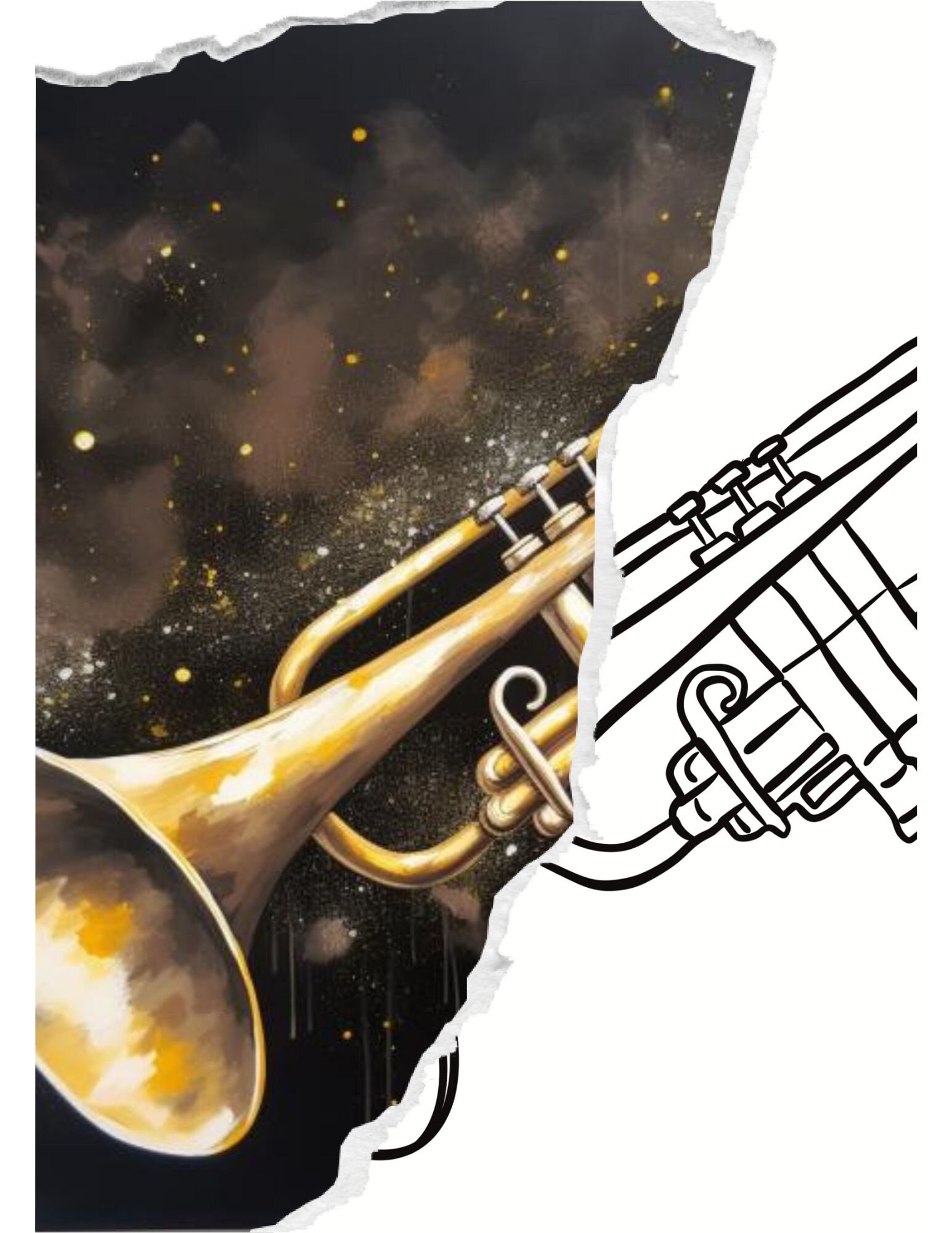 DIY Paint Party Printable, Trumpet, Instrument, Music, Instant Download ...