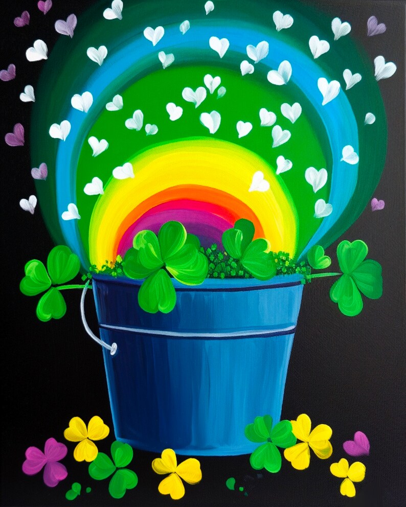 DIY Paint Party Printable, Pre-drawn St. Patrick's Day Bucket of ...