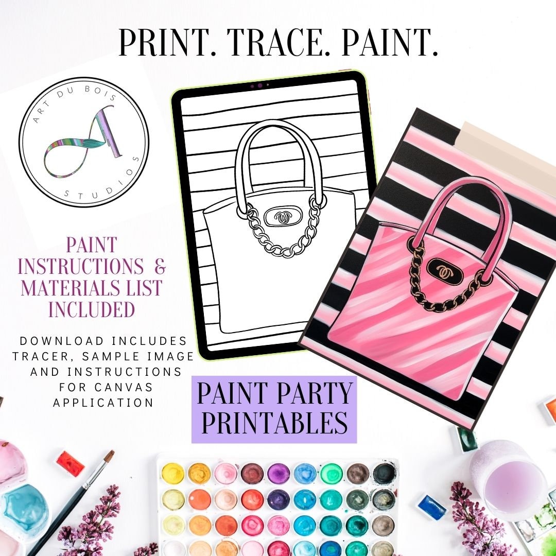 Chic Purse Paint Party Printable: DIY Canvas Art (digital Download) - Etsy