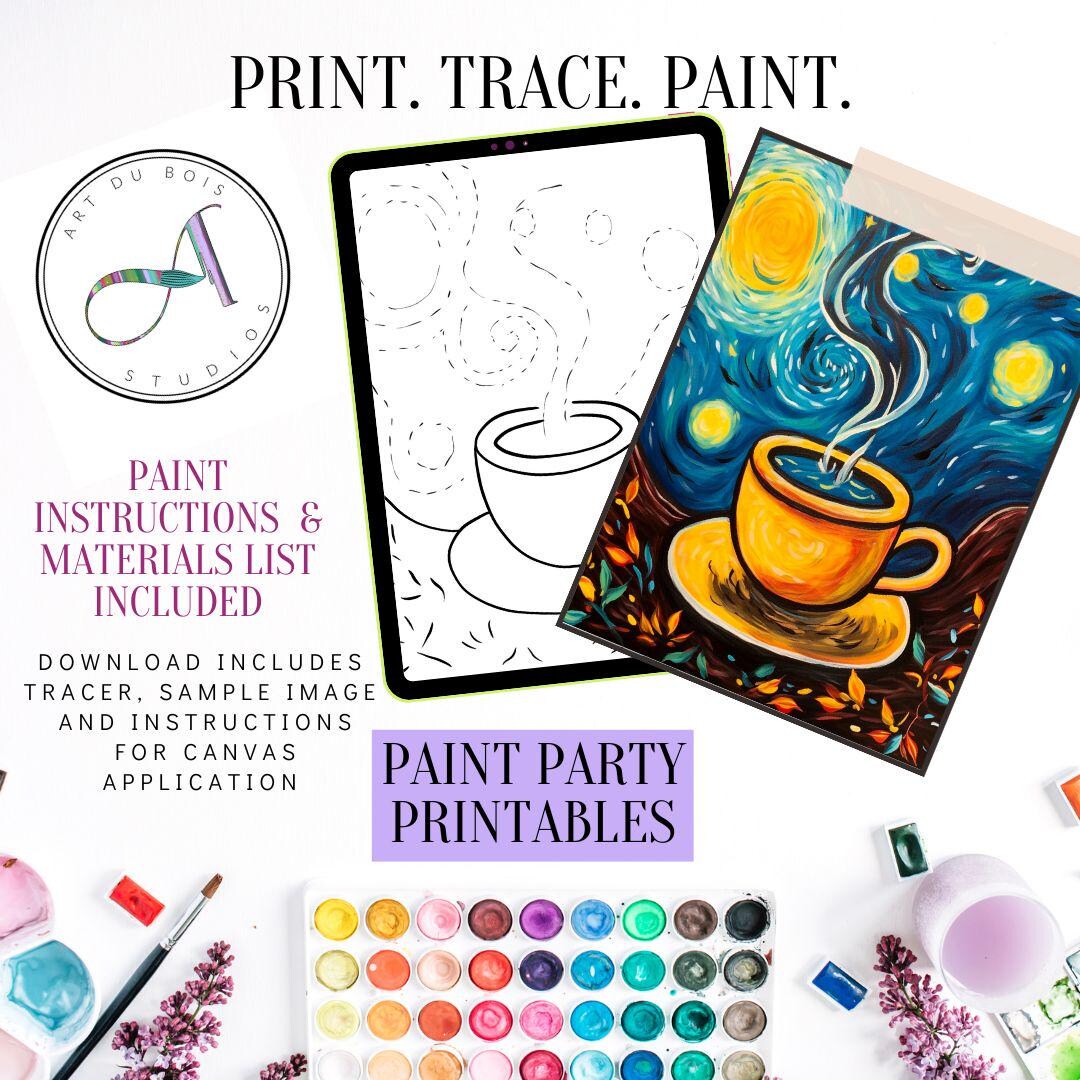 Starry Night Paint Party Printable: DIY Canvas Art (digital Download ...