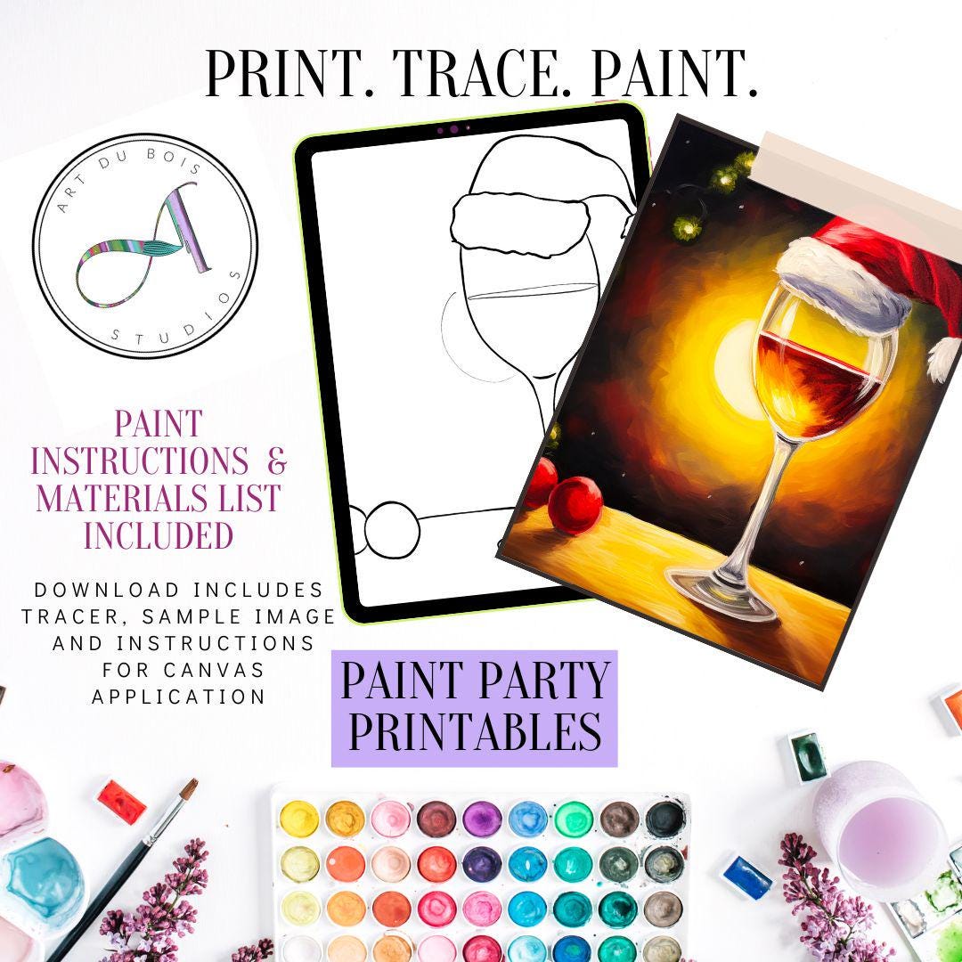 DIY Paint Party Printable, Santa's Nightcap, Instant Download, DIY ...