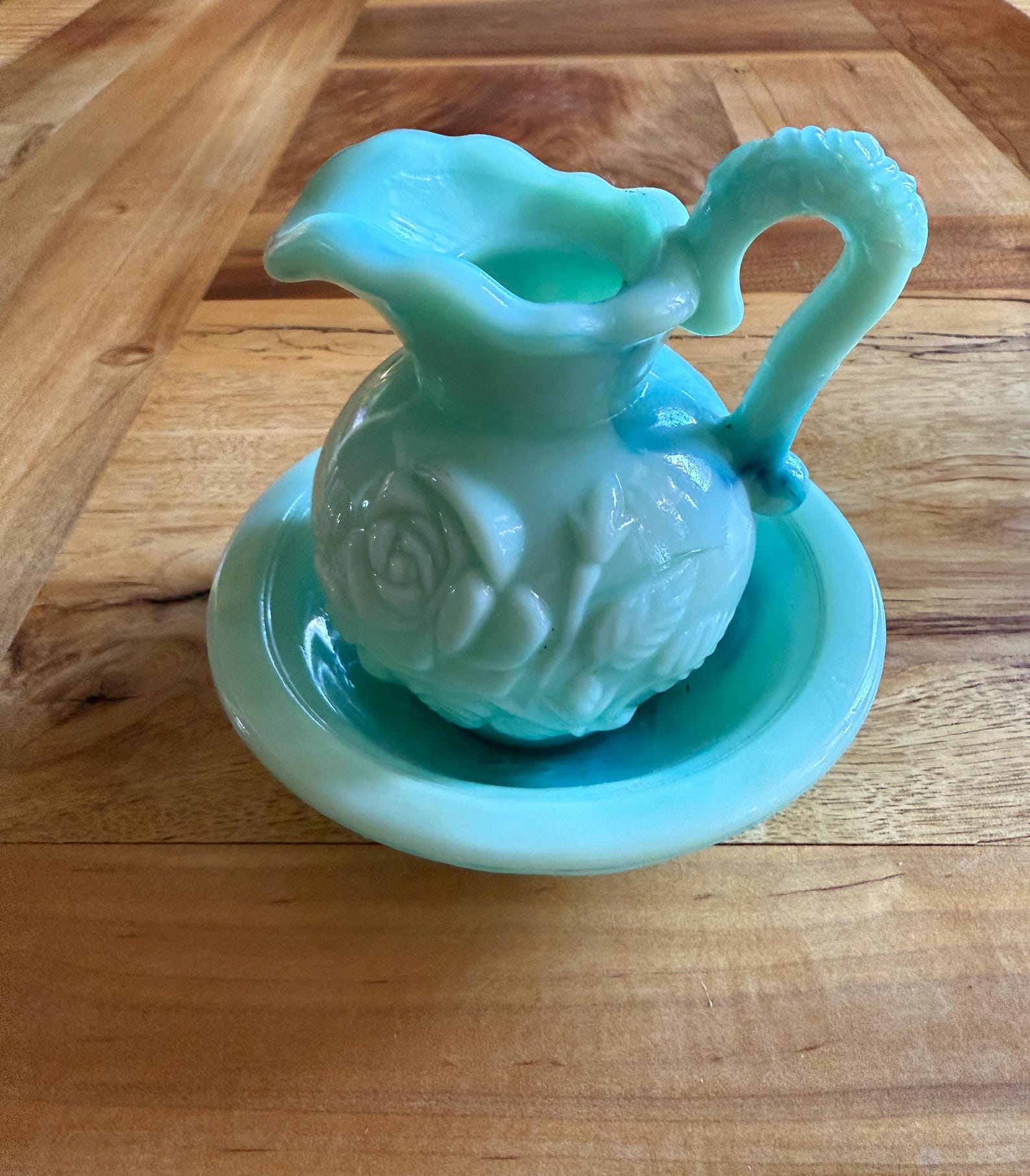 Vintage Avon Slag Glass Pitcher and Bowl Victorian Rose Pattern- Ships ...