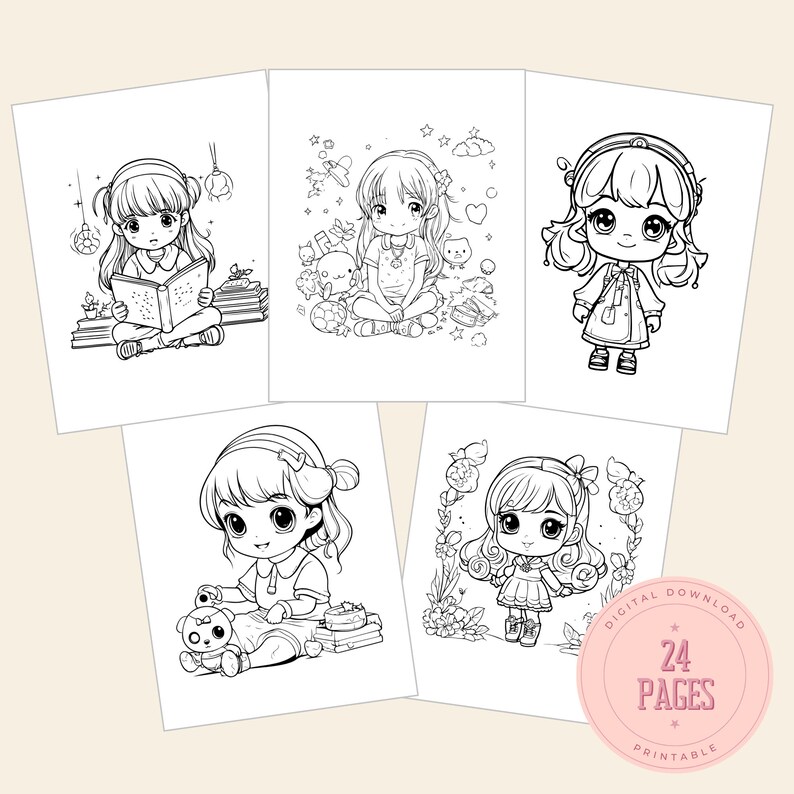 Cute Girl Coloring Pages for Kids Toddlers Preschoolers Adults Coloring ...