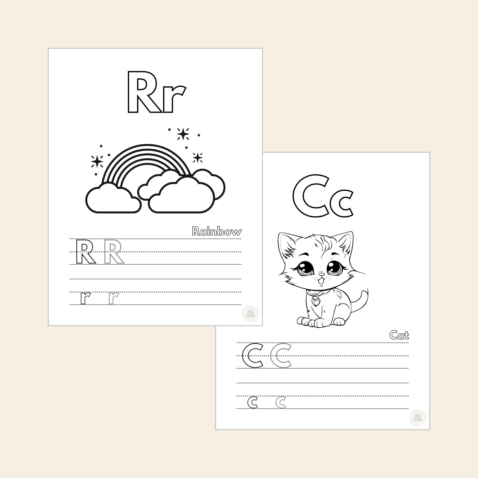 26 Alphabet Coloring Pages for Kids Toddlers Preschoolers Coloring Book ...