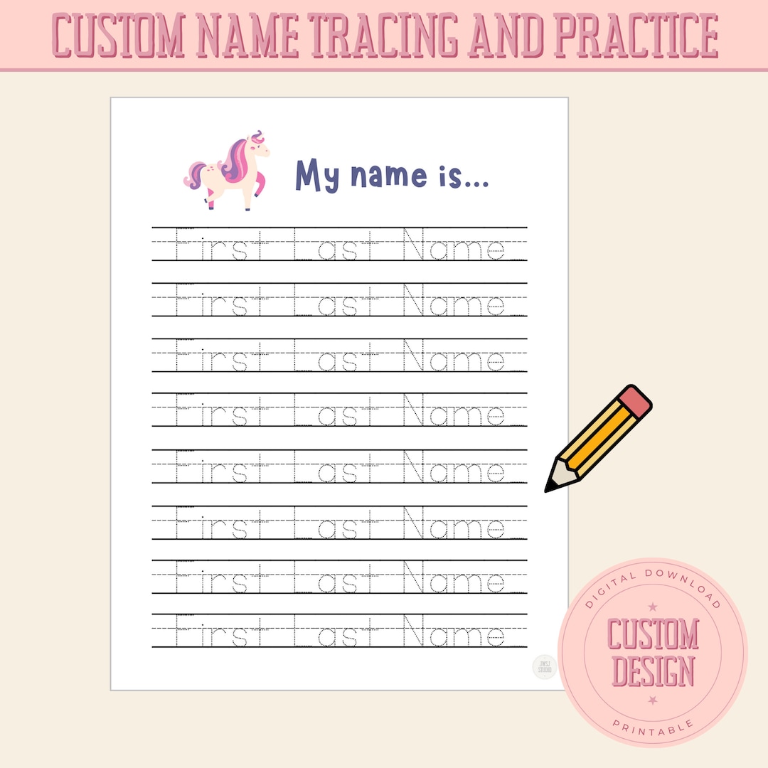 Custom Name Tracing Page Handwriting Practice Personalized Name Custom ...