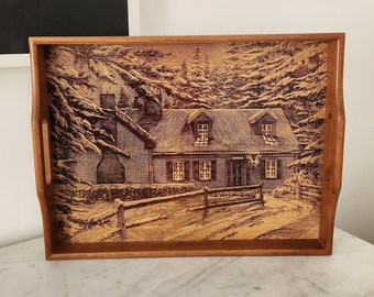 Vintage Wood Serving Tray Cottage in the Woods by House of Lloyd ...
