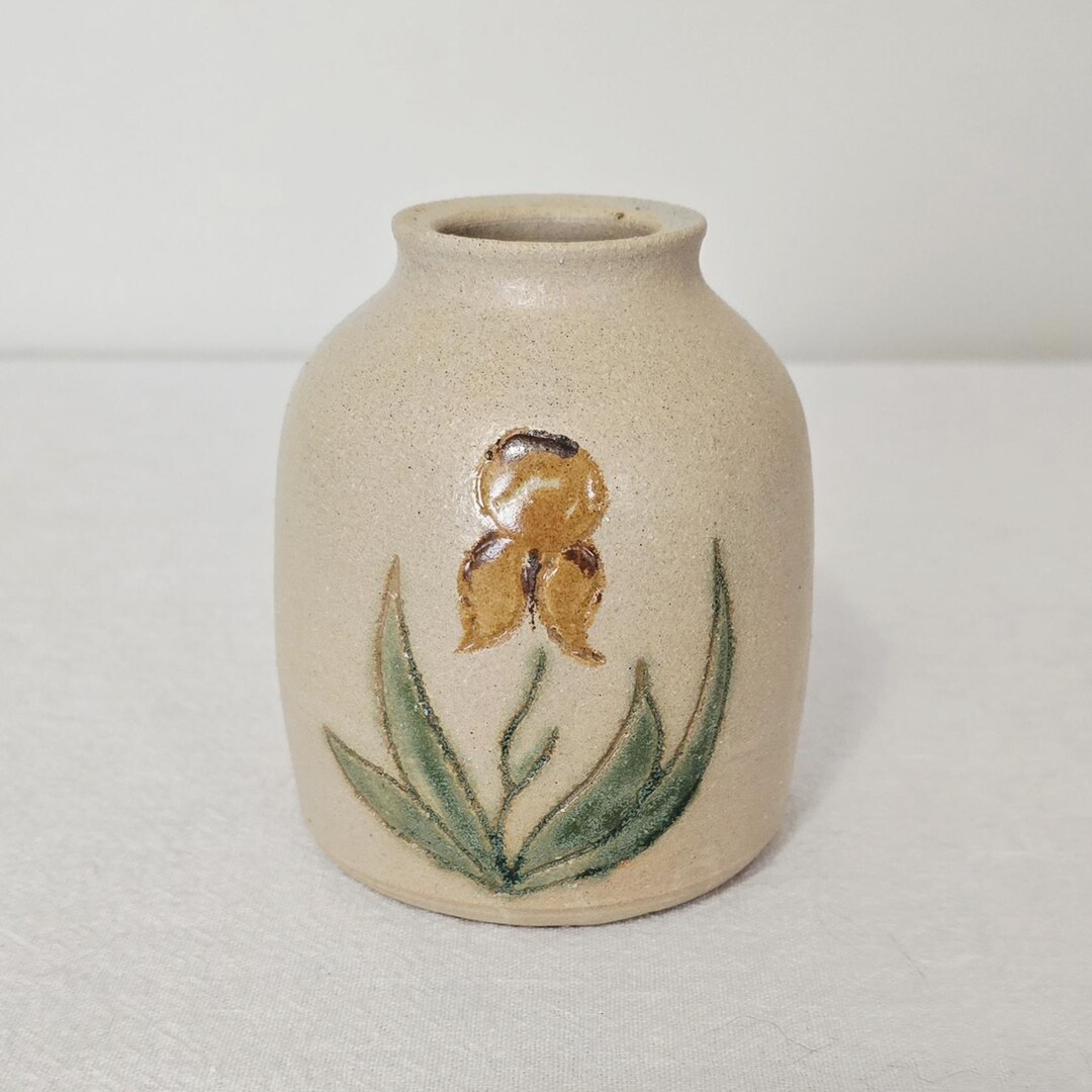 Ellis Pottery Hand Painted Ceramic Iris Lamp Base, 4" Accent Light Base ...